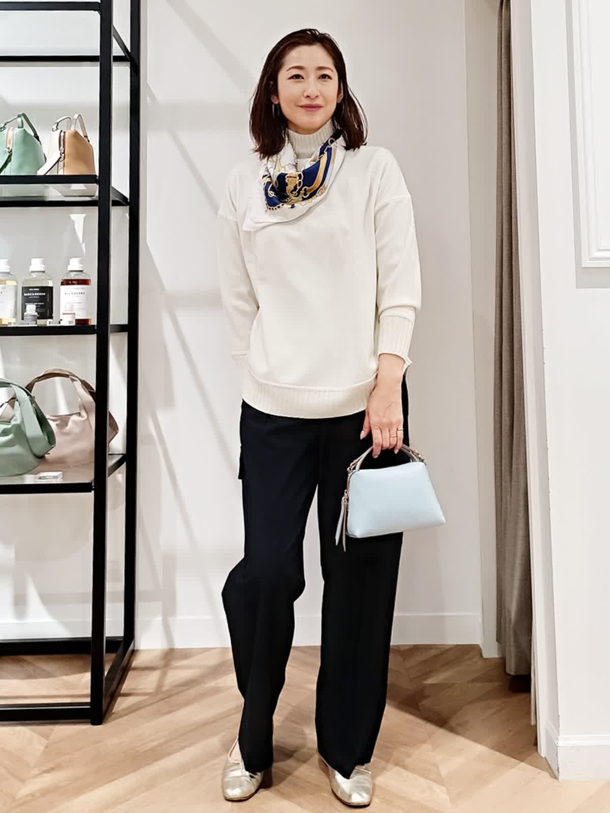 INED Lのニットを使った岡山天満屋SUPERIORCLOSETのスタッフスタイリング ｜フランドル（FLANDRE）オンライン